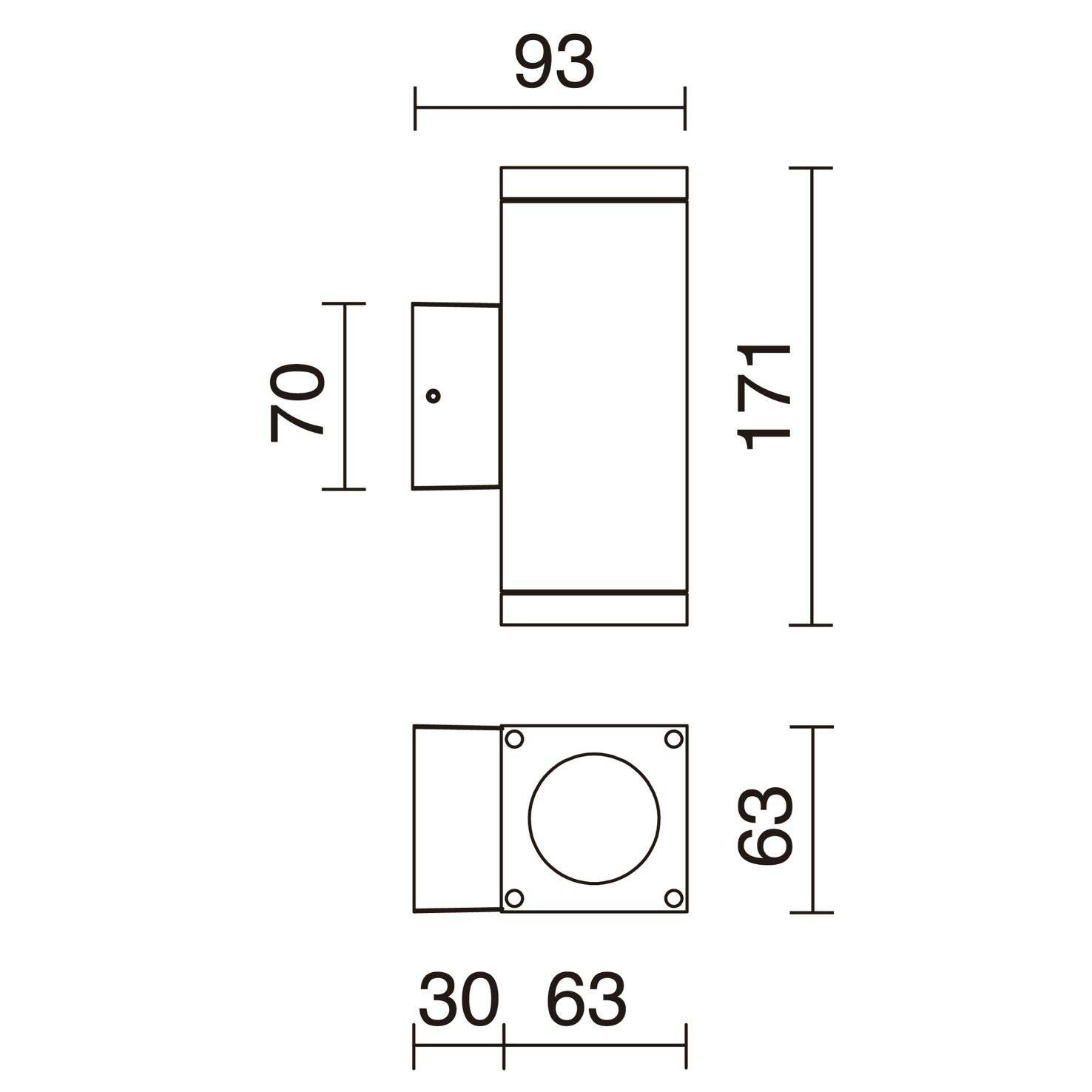 Kinkiet zewnętrzny Novolux Cub 555D-G21X1A-02 Up Down | Lampy \ Lampy ...
